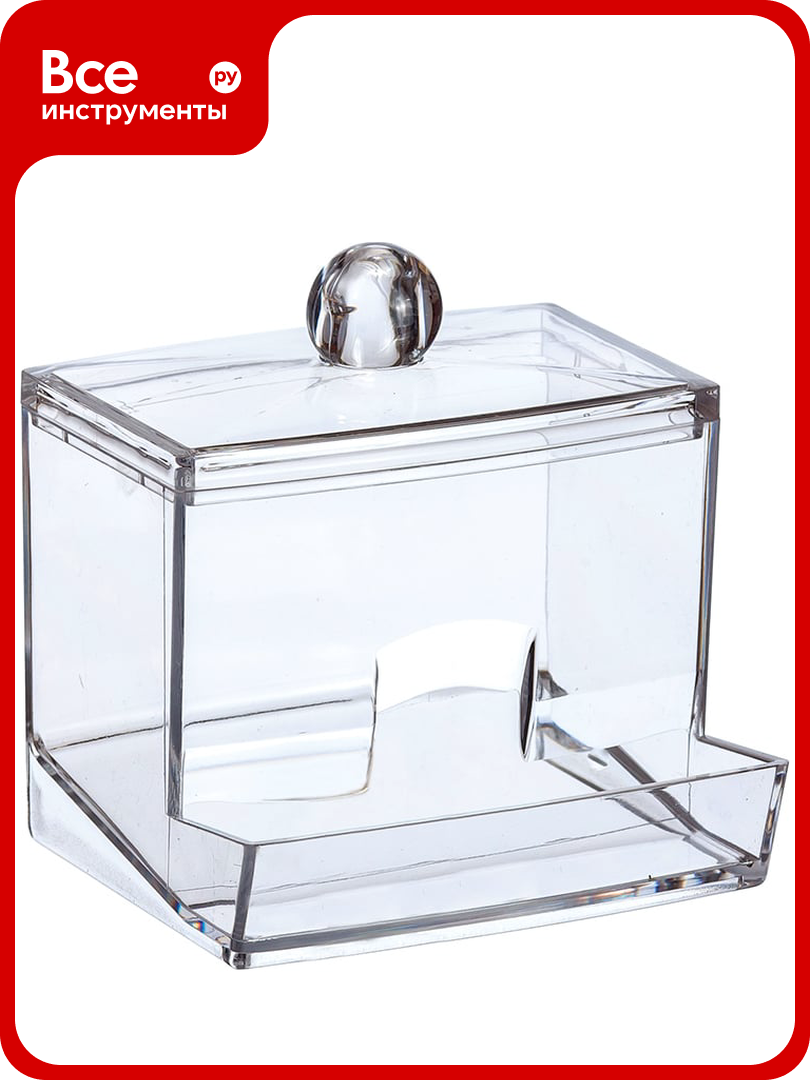 Контейнер для ватных палочек IDEA, прозрачный полистирольный корпус, дизайн для гигиенических целей, модель 1603 серии