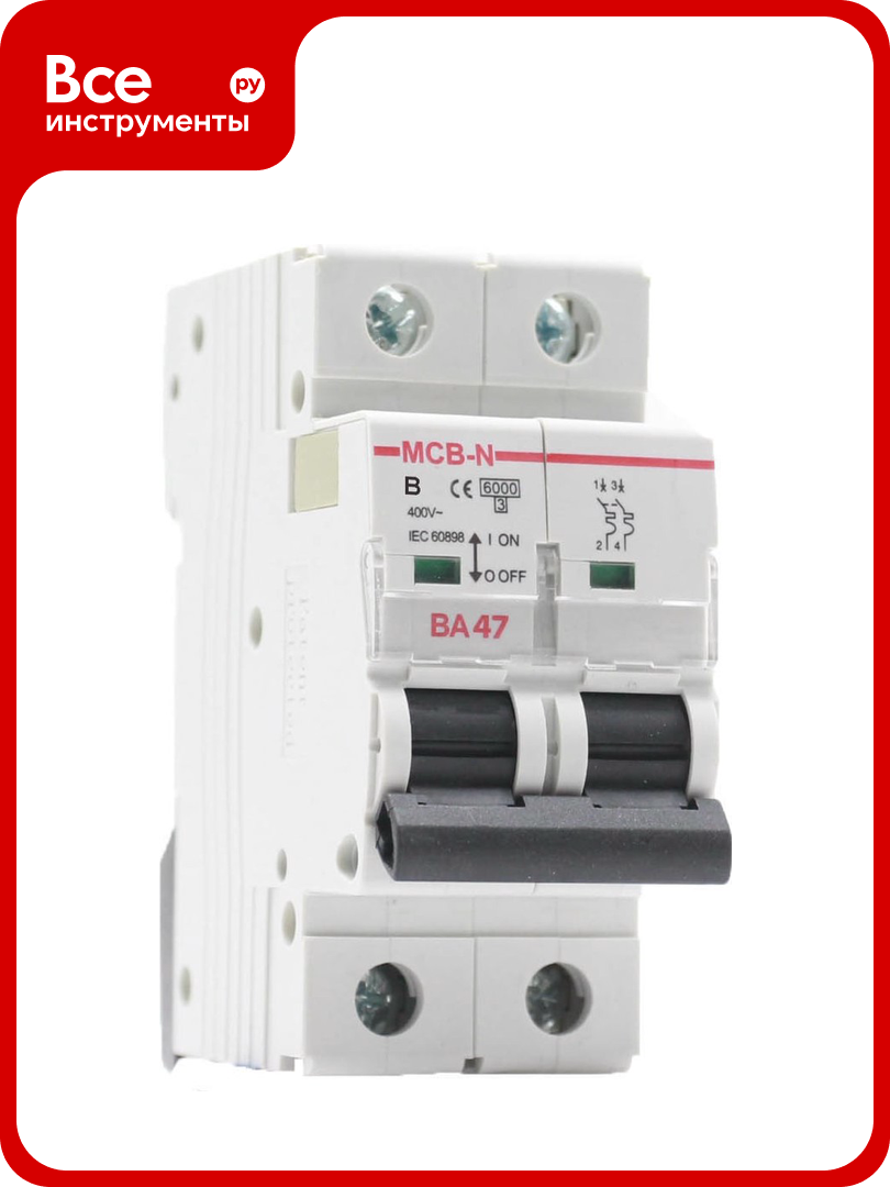 Выключатель автоматический AKEL ВА47-MCB-N-2P-B63-AC 400039