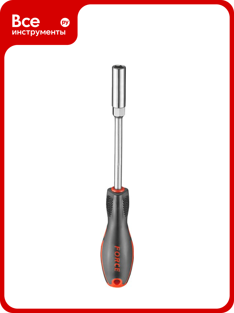 Торцевая отвертка 6-граней 12мм L=250mm FORCE, Для максимальной передачи усилия использован прочный толстый стержень