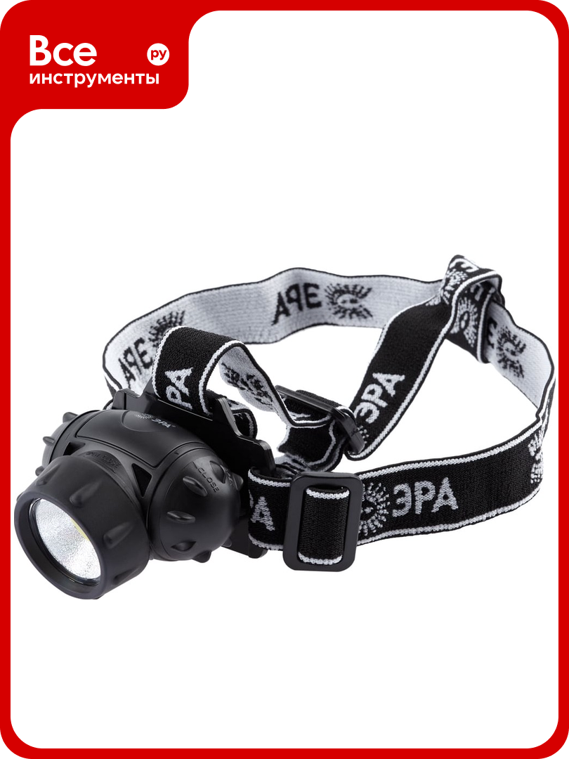Налобный светодиодный фонарь ЭРА GB410 на батарейках 3хААА, 3 режима, черный, IP44 Б0051463