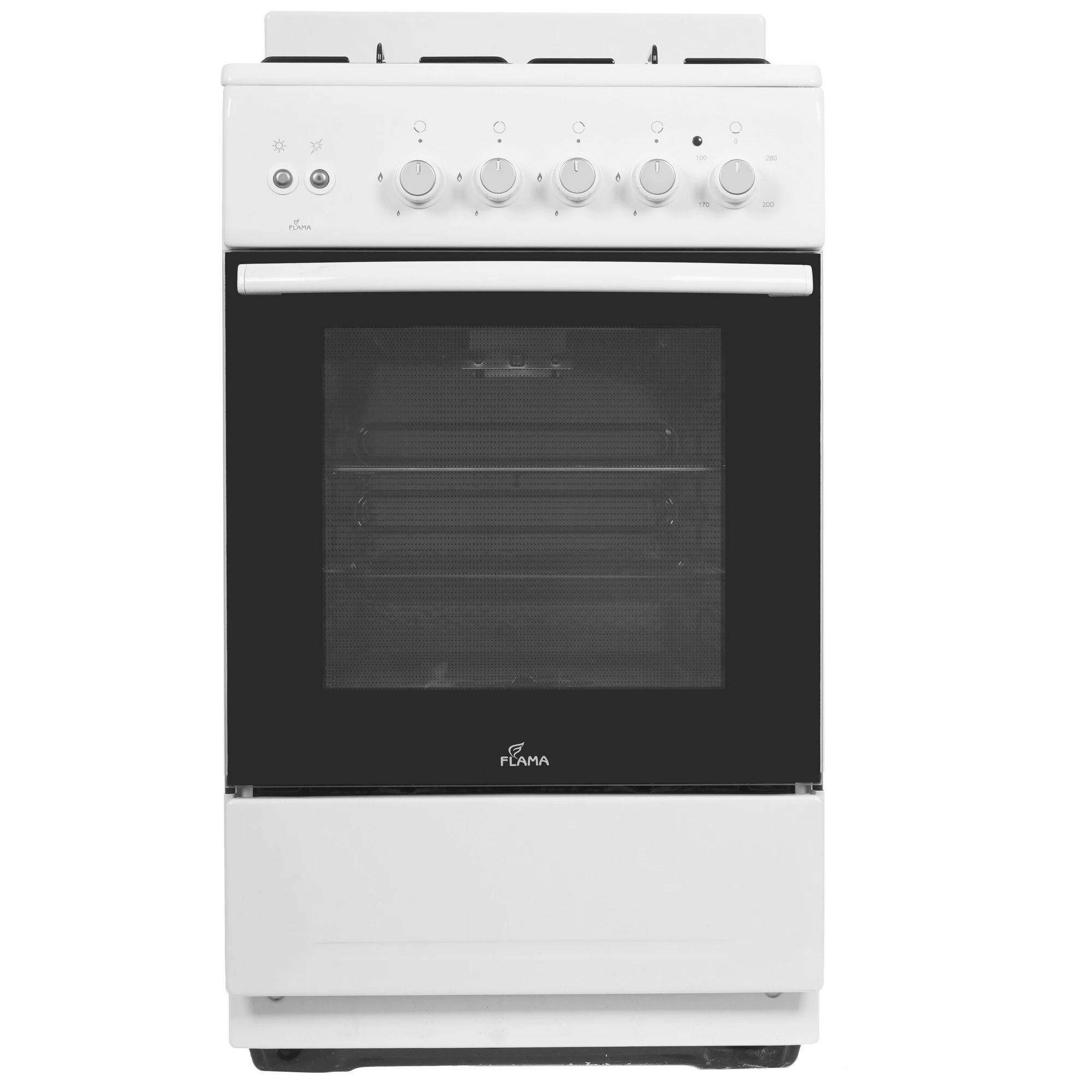 Плита Flama FK1425W, газовая и электрическая, белый цвет, 33,5 кг