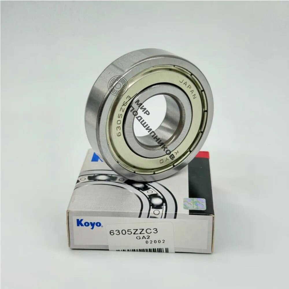 Подшипник KOYO 6305ZZC3 (80305) 25x62x17, шариковый на вал 25мм, закрытый, увеличенный тепловой зазор