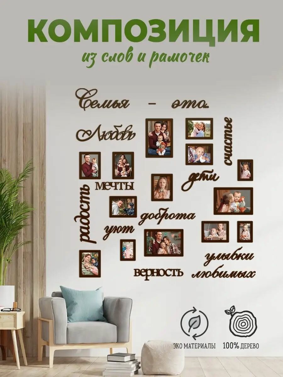 Фоторамка на стену коллаж панно декор