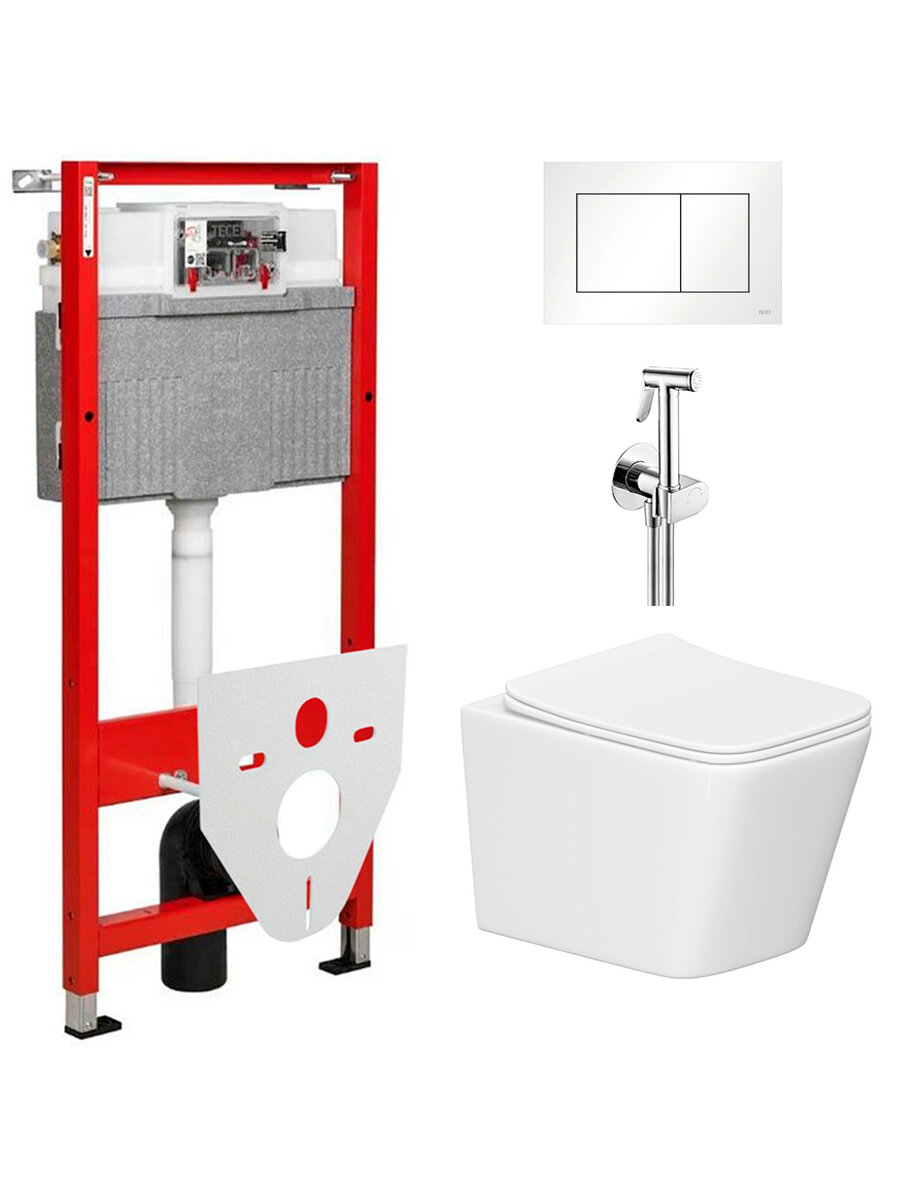 Инсталляция с унитазом и гигиеническим душем комплект: унитаз Helmken 35120001, инсталляция TECE, шумоизоляция, гиг. душ