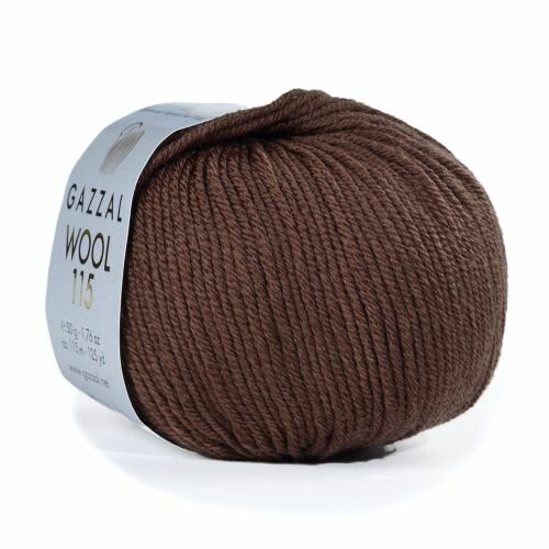 Пряжа Gazzal Wool 115 цвет 3312 молочный шоколад (50г/115м, упаковка 5 мотков)