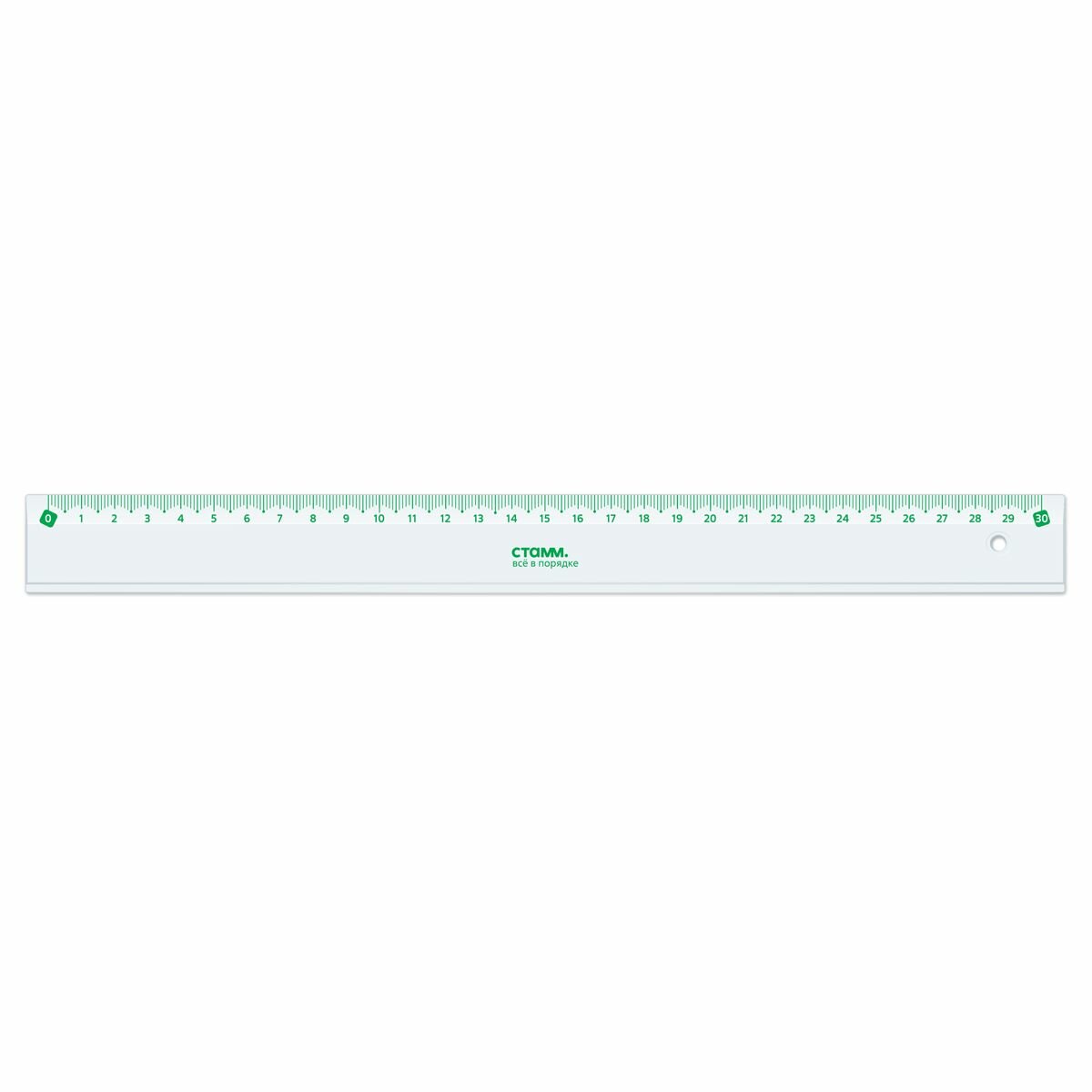 40 шт. Линейка 30см СТАММ, пластиковая, непрозрачная, белая, с цветной шкалой