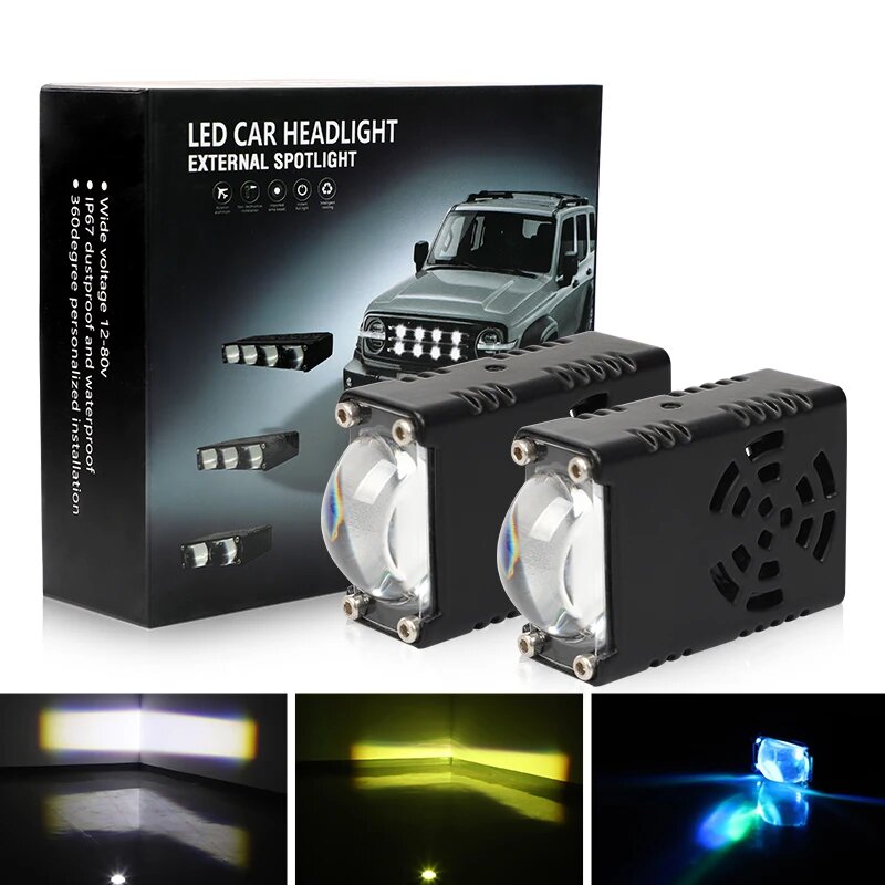 2 шт. светодиодный прожектор для автомобильных линз, высокая яркость, модификация с двойной линзой, внешняя фара для мотоцикла, внедорожная фара, прожектор