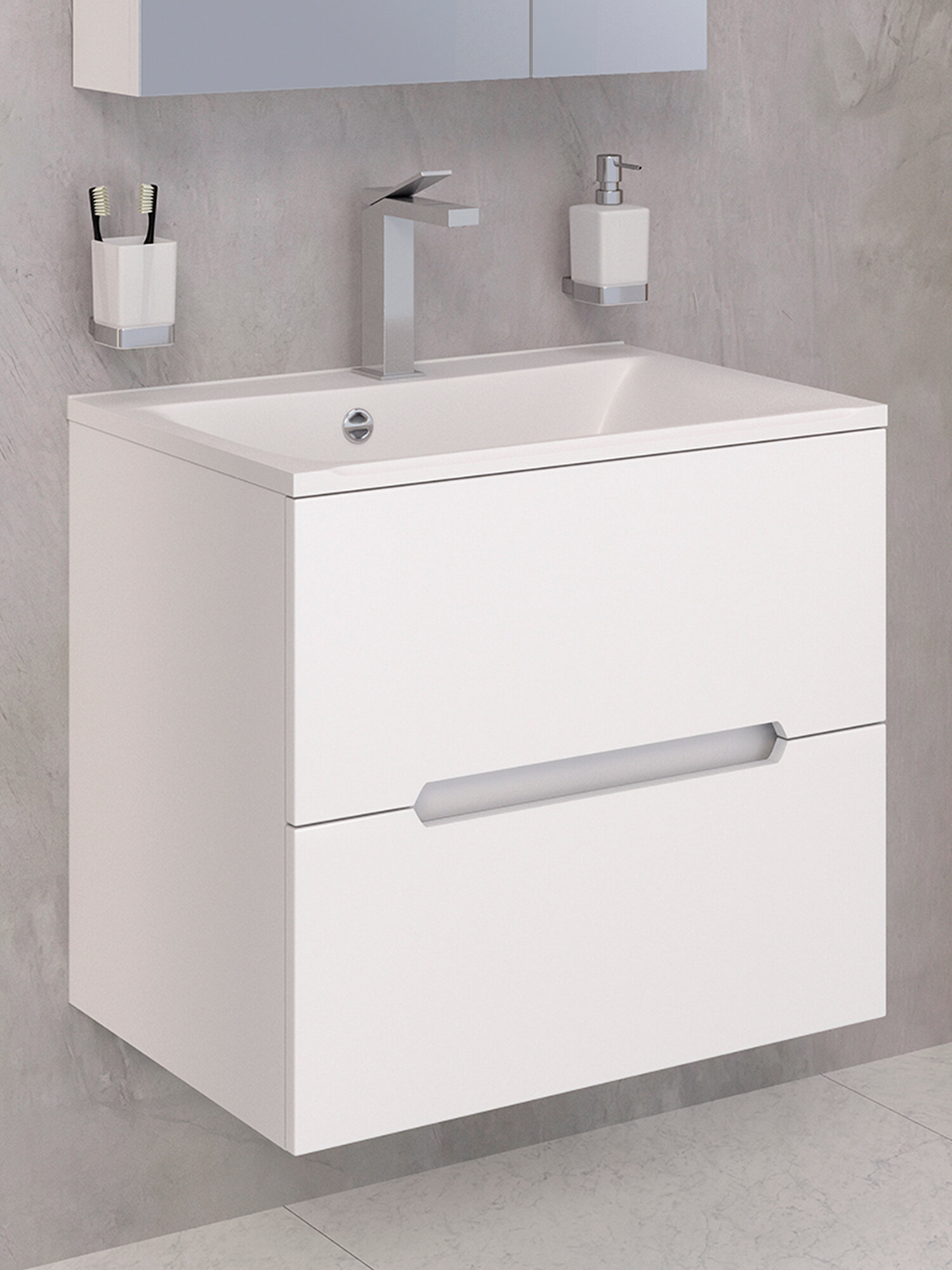 Тумба с раковиной Aqua de Marco OLIVIA 65, подвесная, с 2 ящиками