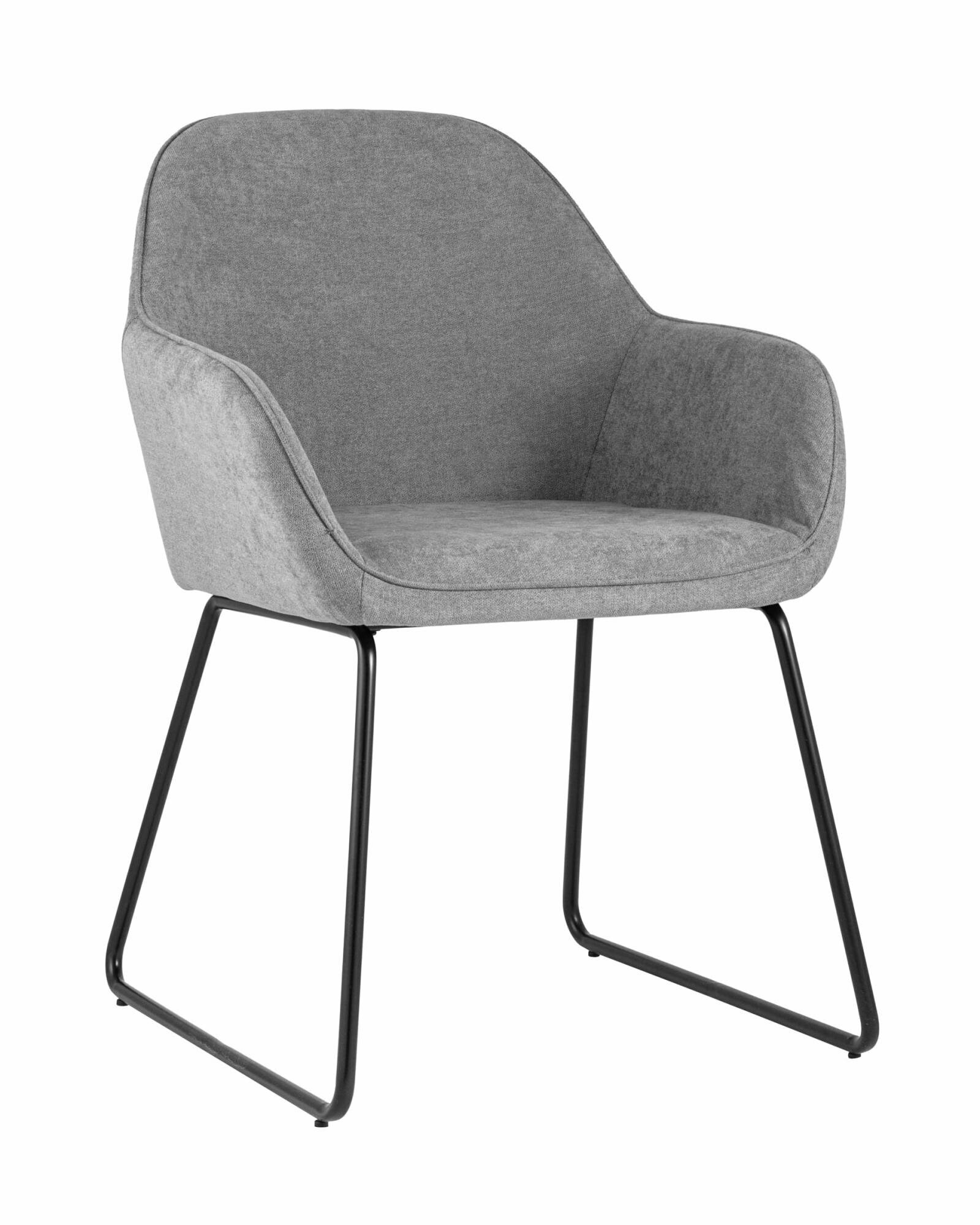 Стул Чак STOOL GROUP серый, ткань, металл, мягкое сиденье, с подлокотниками