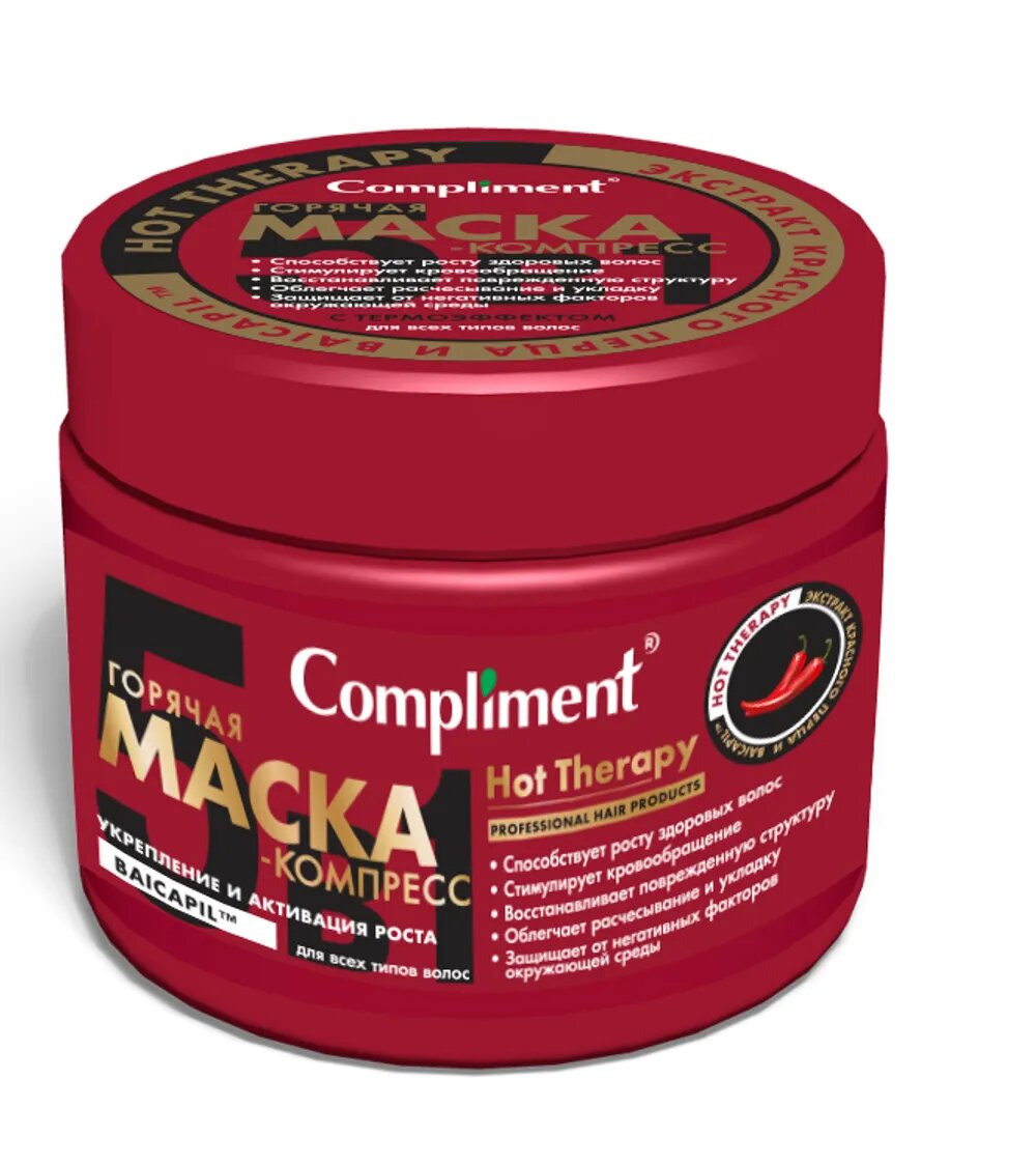 Compliment Горячая маска-компресс укрепление и активация роста для волос 500мл.