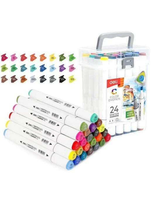 Набор маркеров для скетчинга Deli E70803-24 Color Emotion 11мм 150мм трехгр. двойной пиш. наконечник