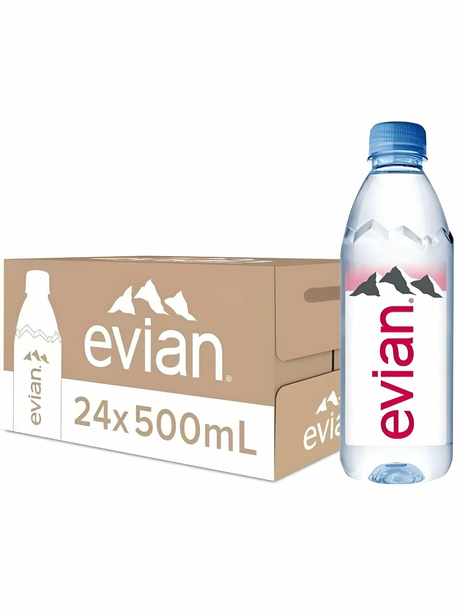 Вода Evian / Эвиан 0,5 л x 24 шт ПЭТ, минеральная негазированная, Франция