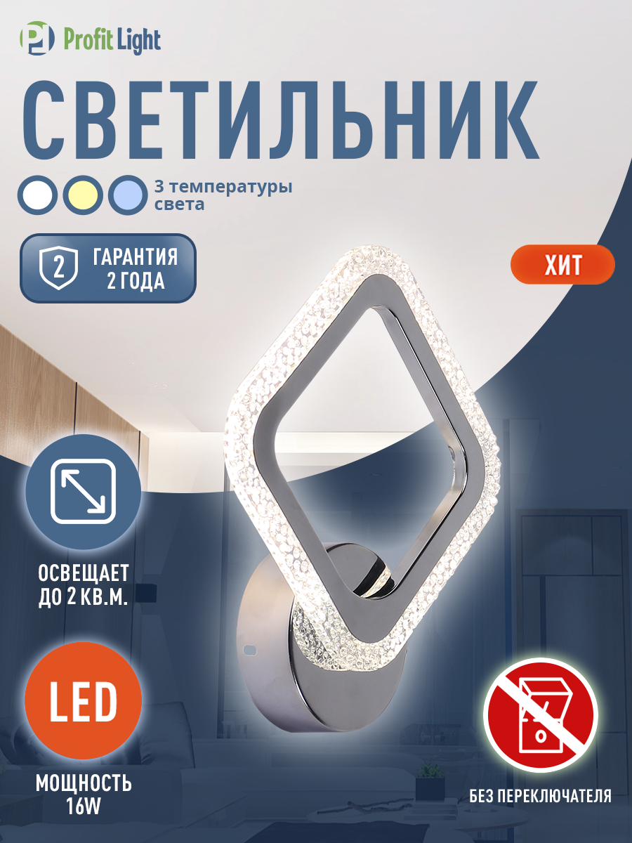 Светодиодный накладной светильник 8015/1W CHR 16W Profit Light