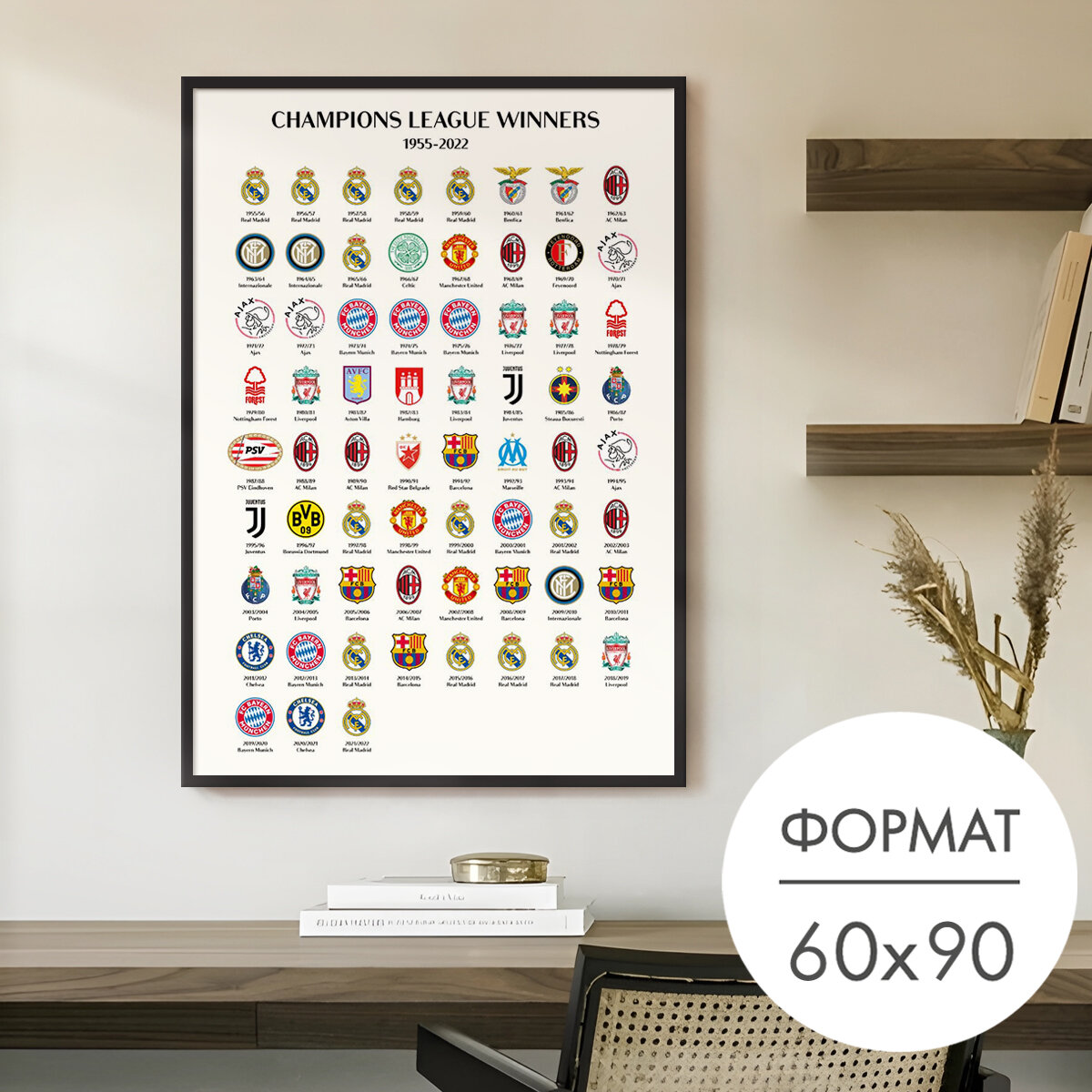 Постер "Футбол чемпионы" 60х90 без рамки для интерьера