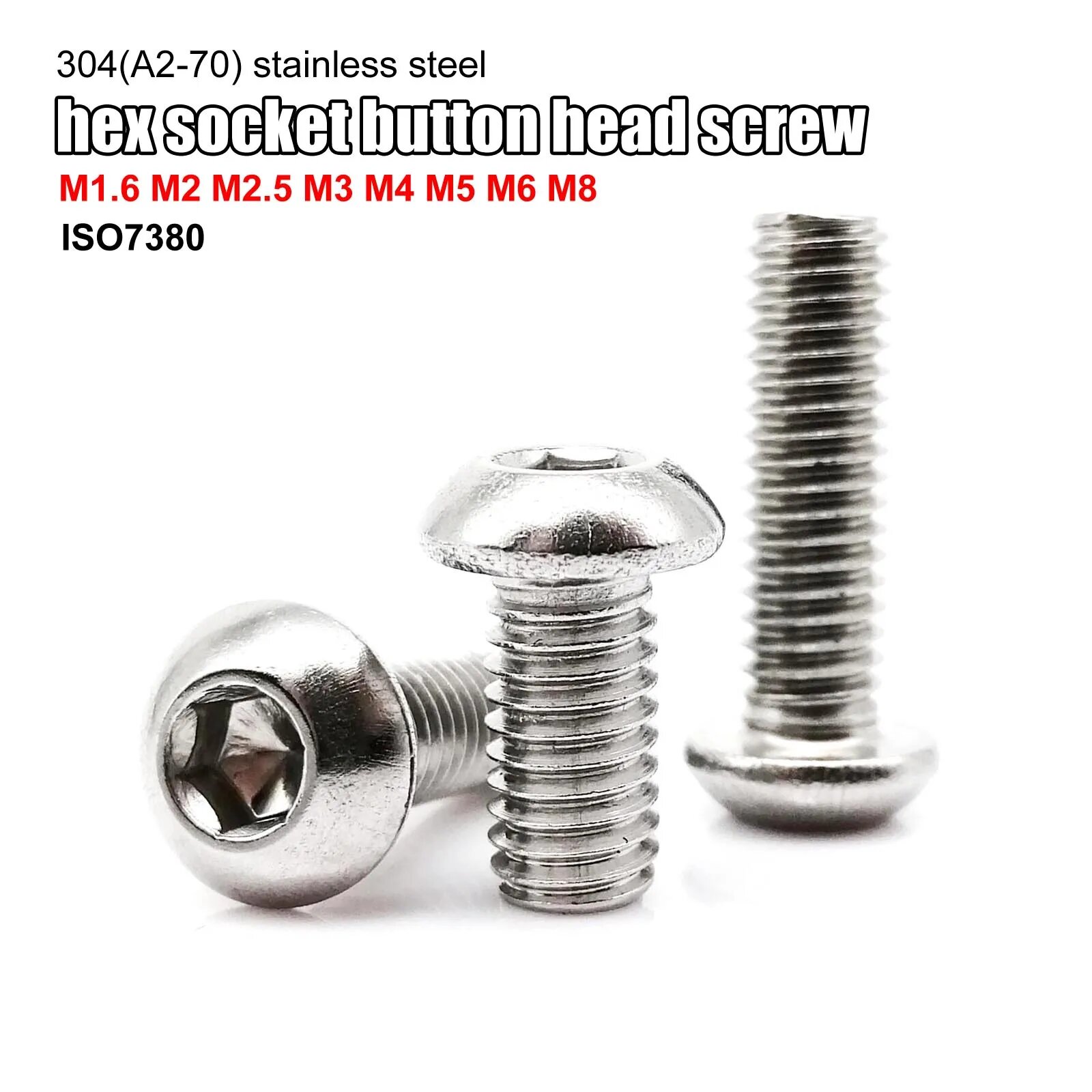 5/10/50 шт. Болты Michastu М1.6-М8 нержавеющая сталь 304 L=3-100 мм M5 10pcs, 30mm