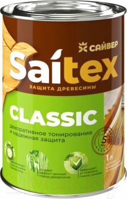 Пропитка, Антисептик, Состав для защиты И декора древесины "SAITEX" CLASSIC, белый 1.0 л.