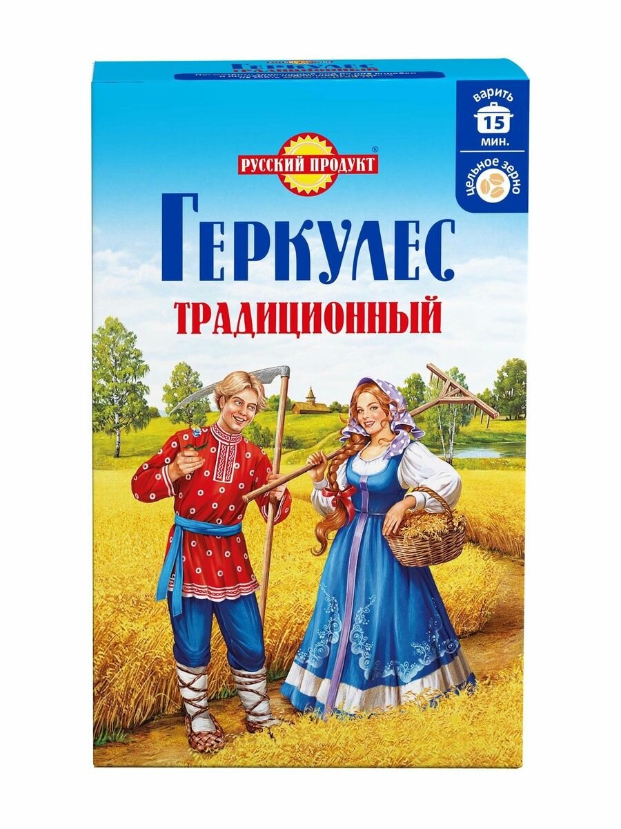 Овсяные Хлопья Русский Продукт "Геркулес", Традиционные, Без ГМО, 500 Г