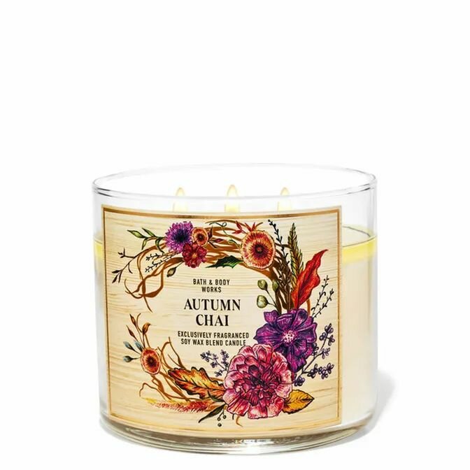 Bath and Body Works свеча ароматическая с 3-мя фитилями AUTUMN CHAI