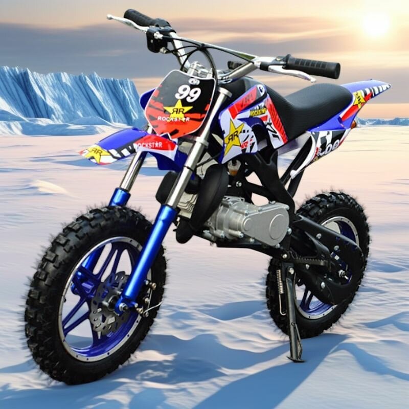 49сс питбайк детский бензиновый / , 50 км/ч, синий, рост водителя до 160 см, подходит для подростков и начинающих, 10-дюймовые шины, Завод,