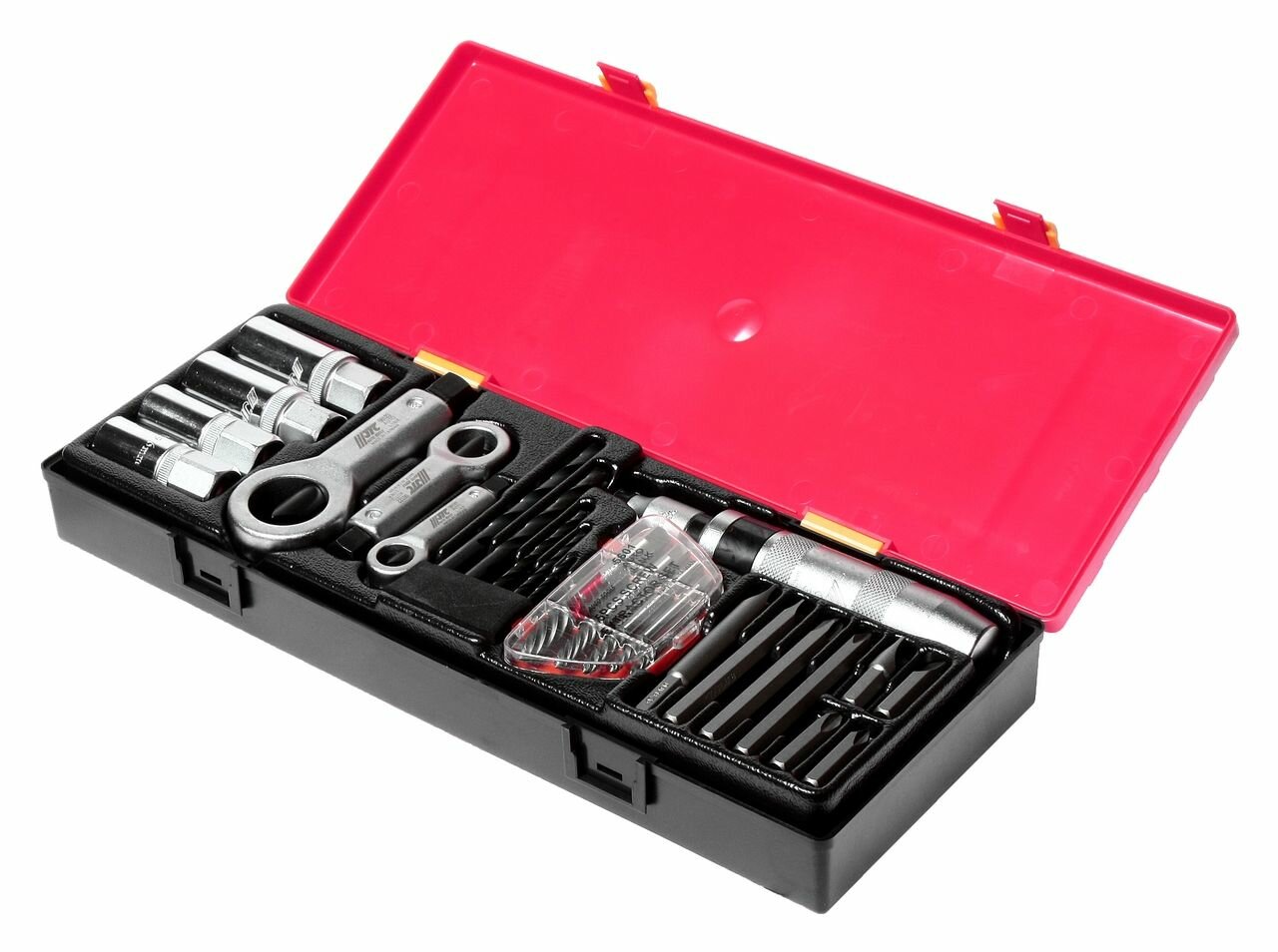 Набор инструментов для демонтажа крепежных элементов с поврежденной резьбой 26 предметов, арт JTCK8261 JTC
