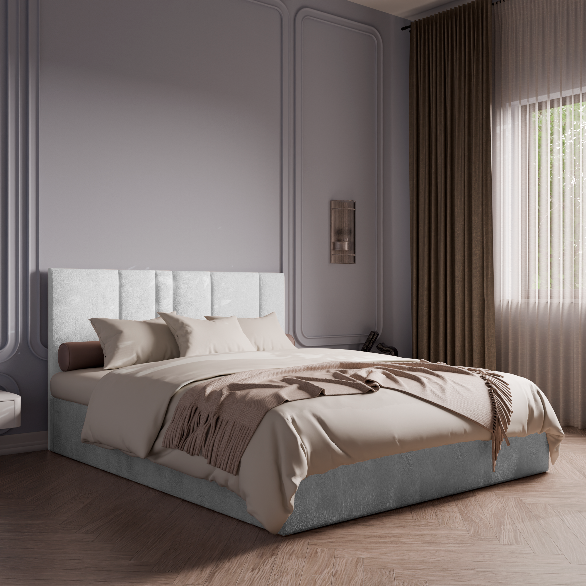 Кровать SkyLine с подъемным механизмом, 140х190, слоновая кость, 2 ящика, без ножек