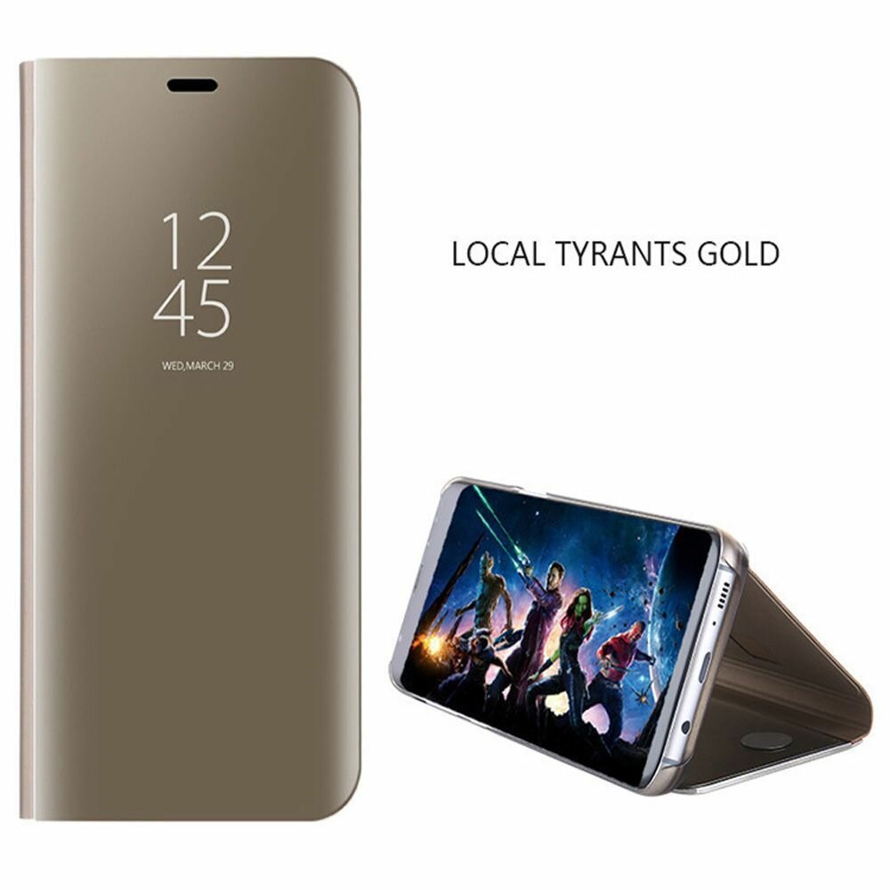 Чехол на Huawei Honor X9d/ Чехол Хонор Х9d: Умный зеркальный и Прозрачный с складной, Чехлы для телефонов(Золотой)