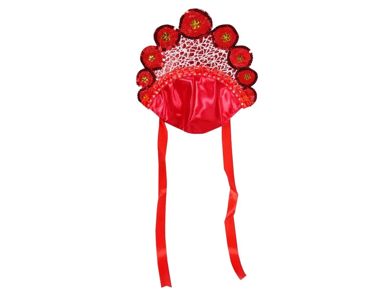 Кокошник "Боярушка", красный, 28х0.3х28 см, Новогодняя сказка