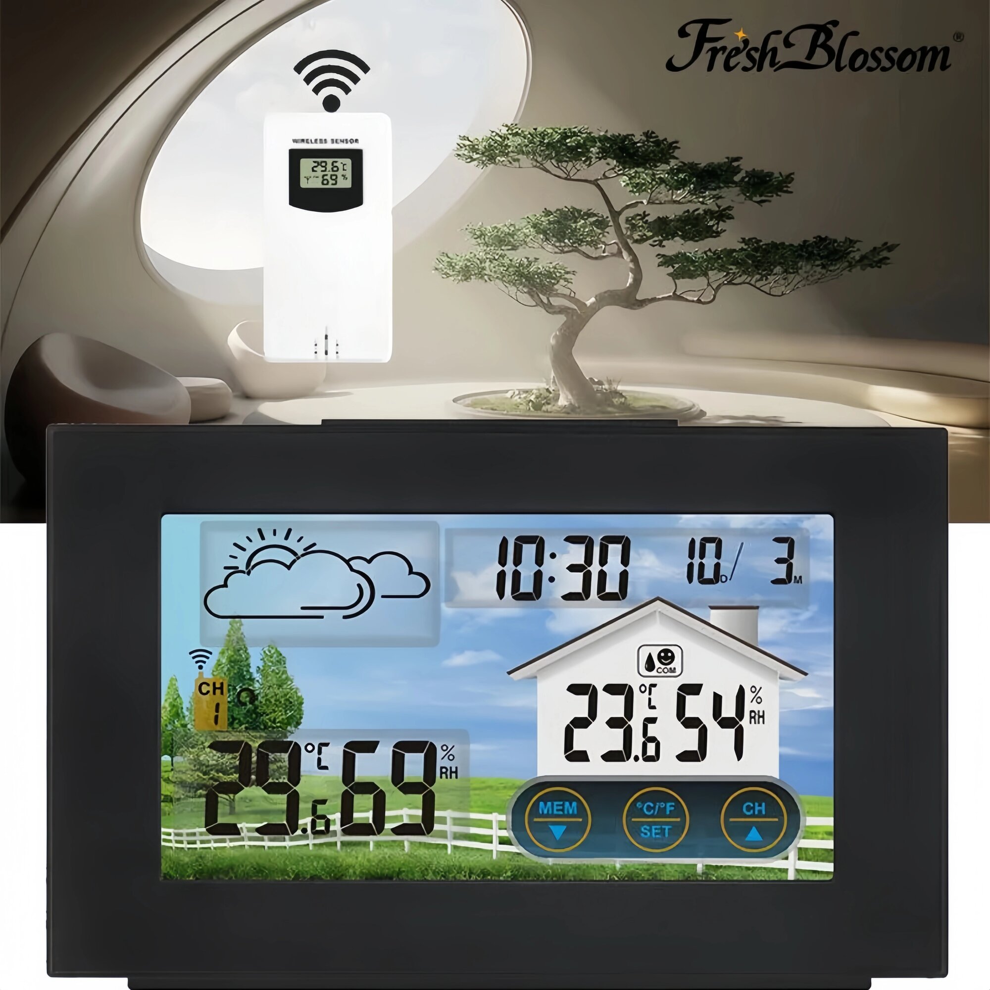 Метеостанция с беспроводным выносным датчиком, гигрометр, термометр