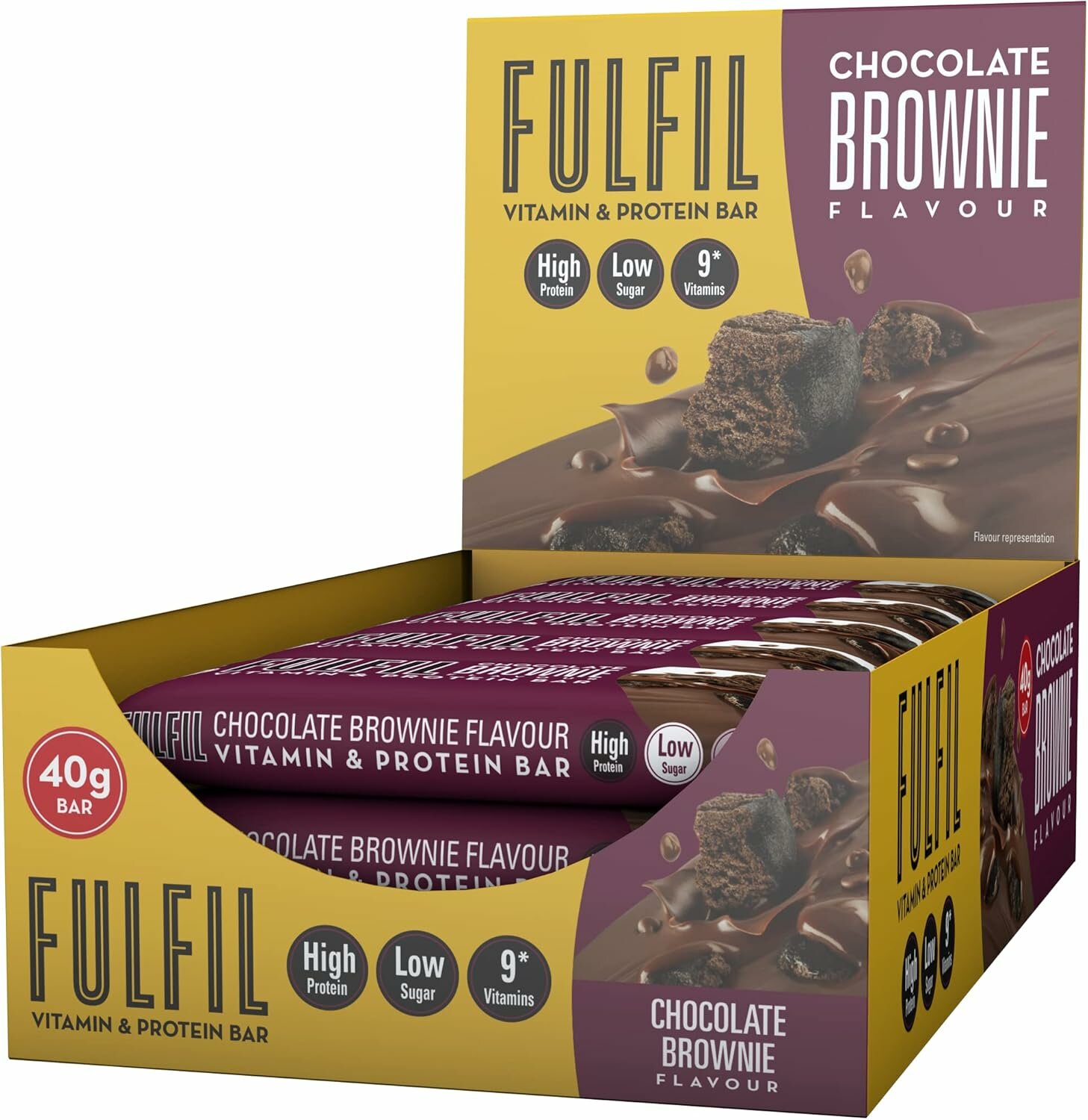FULFIL Vitamin and Protein Bars Шоколадно-протеиновые батончики Choc Brownie Bar (15 x 40 гр)