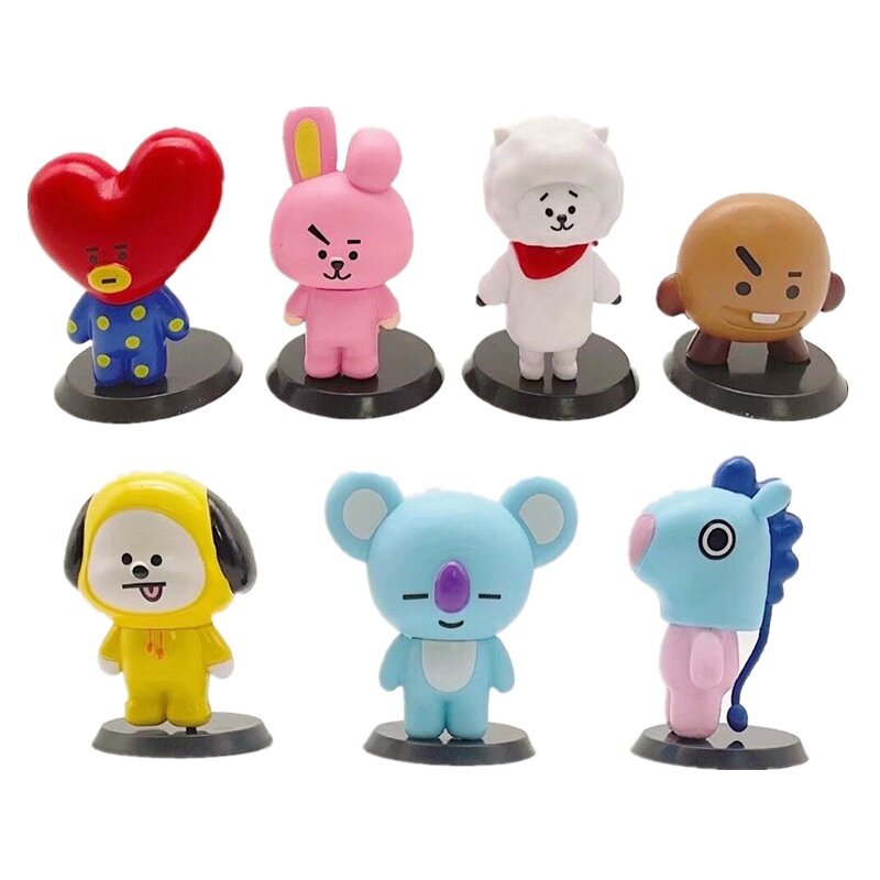 Фигурки для украшения торта BTS BT21, 7 шт, игрушки, подарок, монитор для малыша