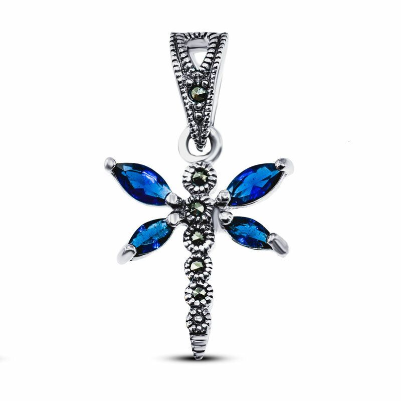 Подвеска, серебро, 925 проба, марказит, фианит