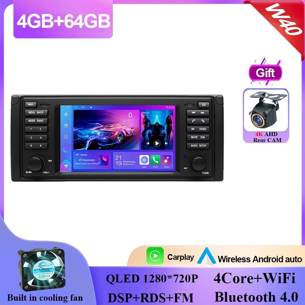 Aps Auto7-дюймовый беспроводной автомобильный радиоприемник для BMW 5 серии E39 X5 E53 M5 1996-2003 Автомобильный мультимедийный плеер GPS-навигация 2din DVD 5G 4-64G CAM