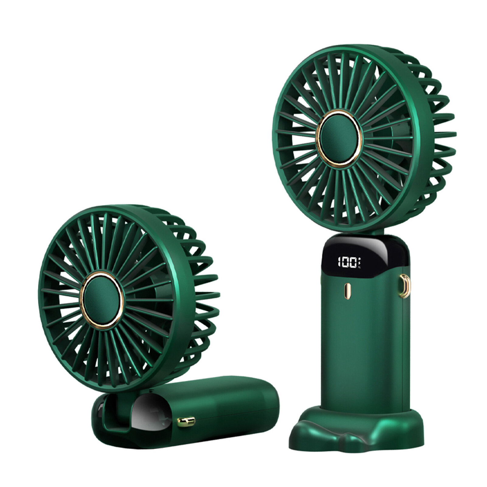 Мини -портативный вентилятор портативный вентилятор Перезаряжаемый маленький вентилятор 5 скорость 90 ° складной батареи, управляемый батареем, с Lanyard для домашнего офиса.