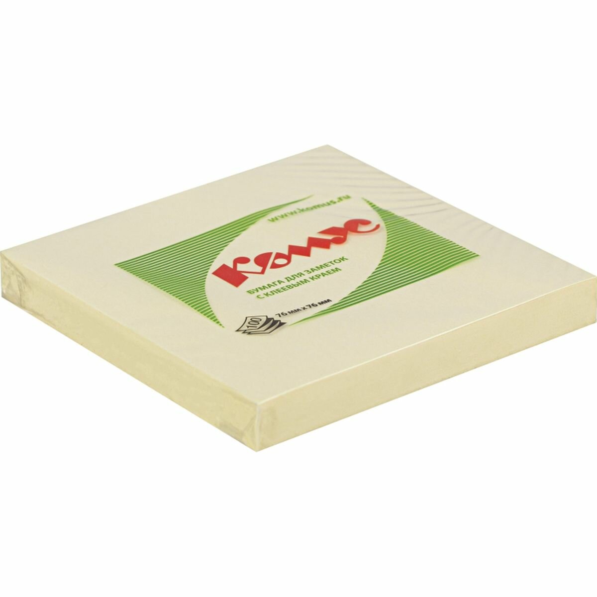 Стикеры (самоклеящийся блок) Z-блок Комус, 76х76мм, желтый пастель для диспенсера, 100 листов, 12 уп.