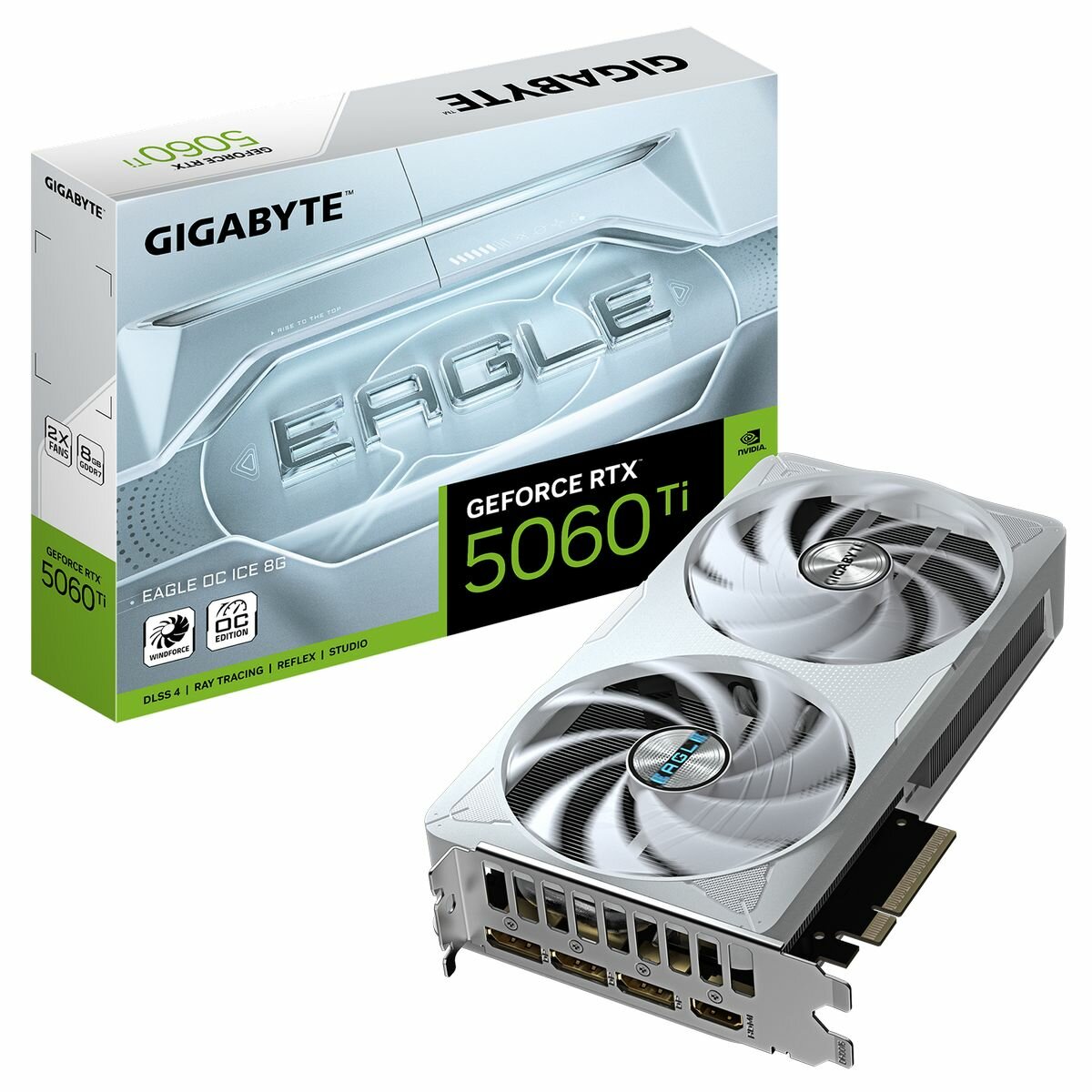 Видеокарта GIGABYTE GeForce RTX 5060 Ti EAGLE OC ICE 8G (GV-N506TEAGLEOC ICE-8GD) PCI Express 5.0, белый