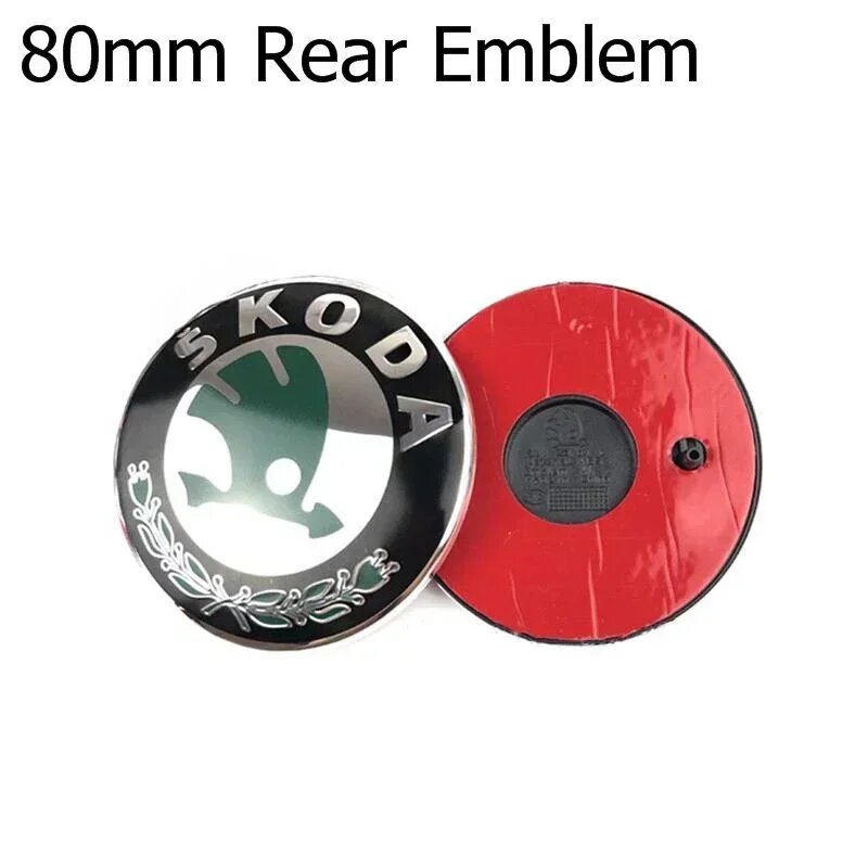 Логотип ABS 80/90 мм для Skoda Superb Fabia 2 Octavia Laura RS Rapid Yeti Karoq Kodiaq, наклейка на значок на переднюю часть и заднюю часть багажника автомобиля A 80mm Rear