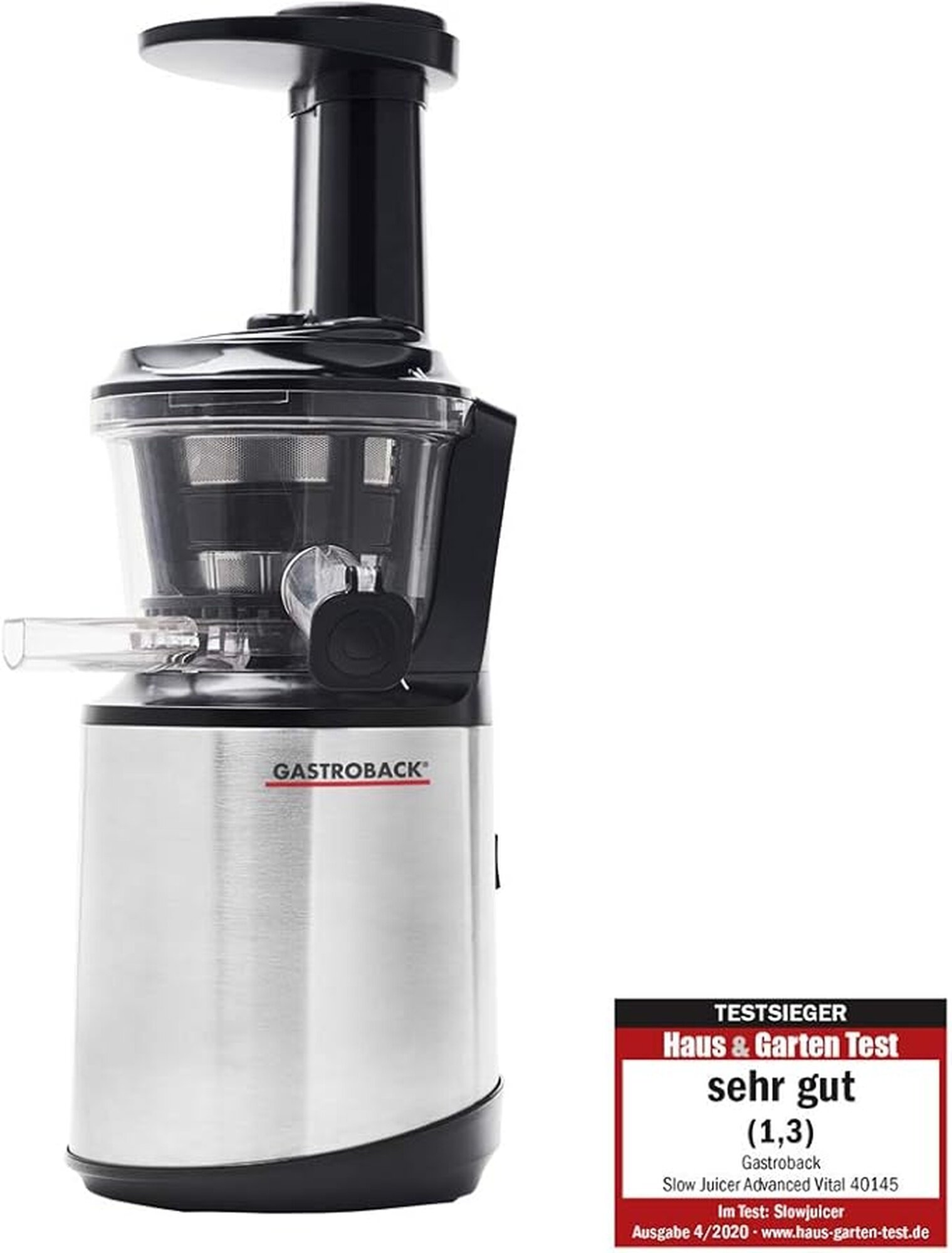 Соковыжималка Gastroback "Advanced Vital" 40145, медленная, нержавеющая сталь, 150Вт