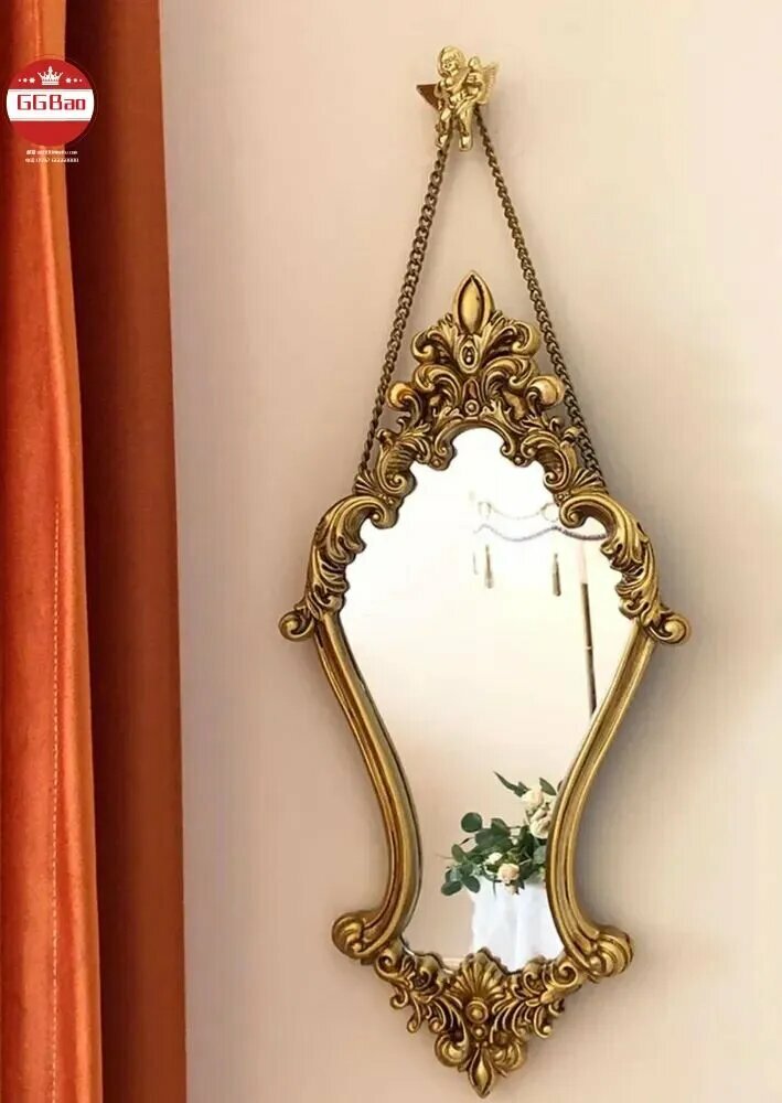 Зеркало с полкой "Винтажное зеркало", 1 шт，Средневековое зеркало с европейс