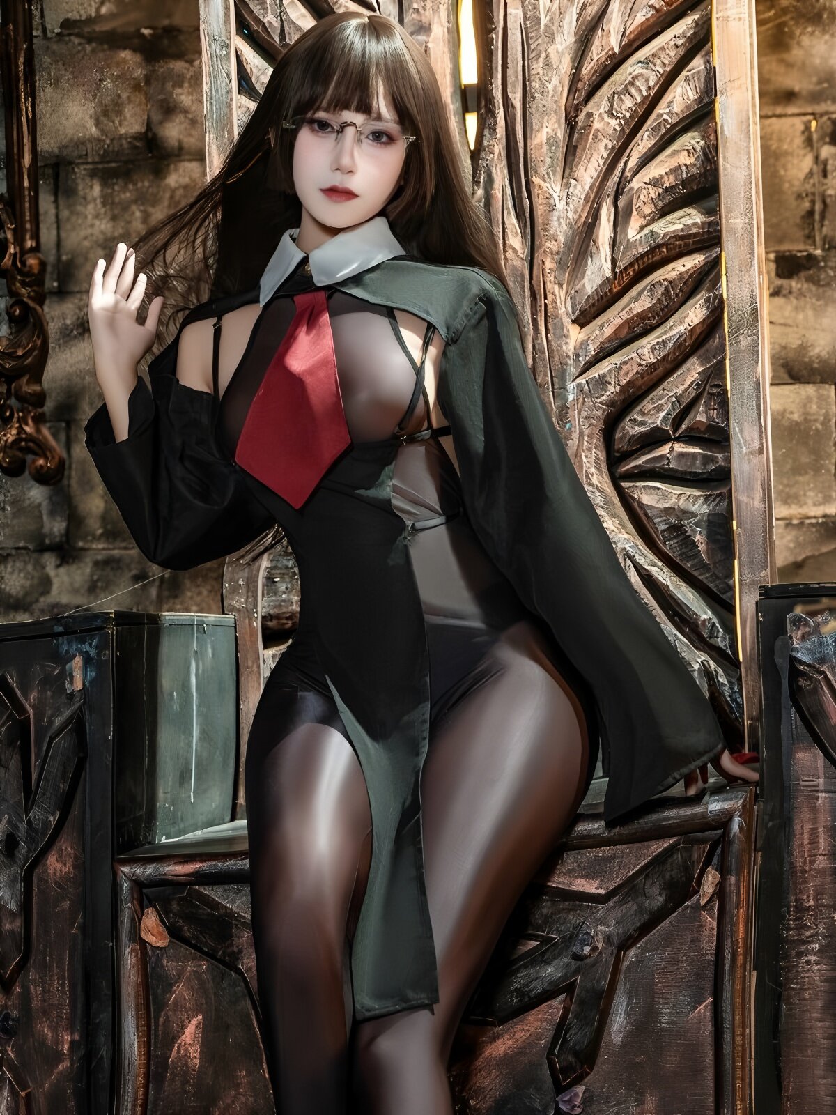 Сексуальная униформа юриста, воротник-стойка, черный, размер 40-50