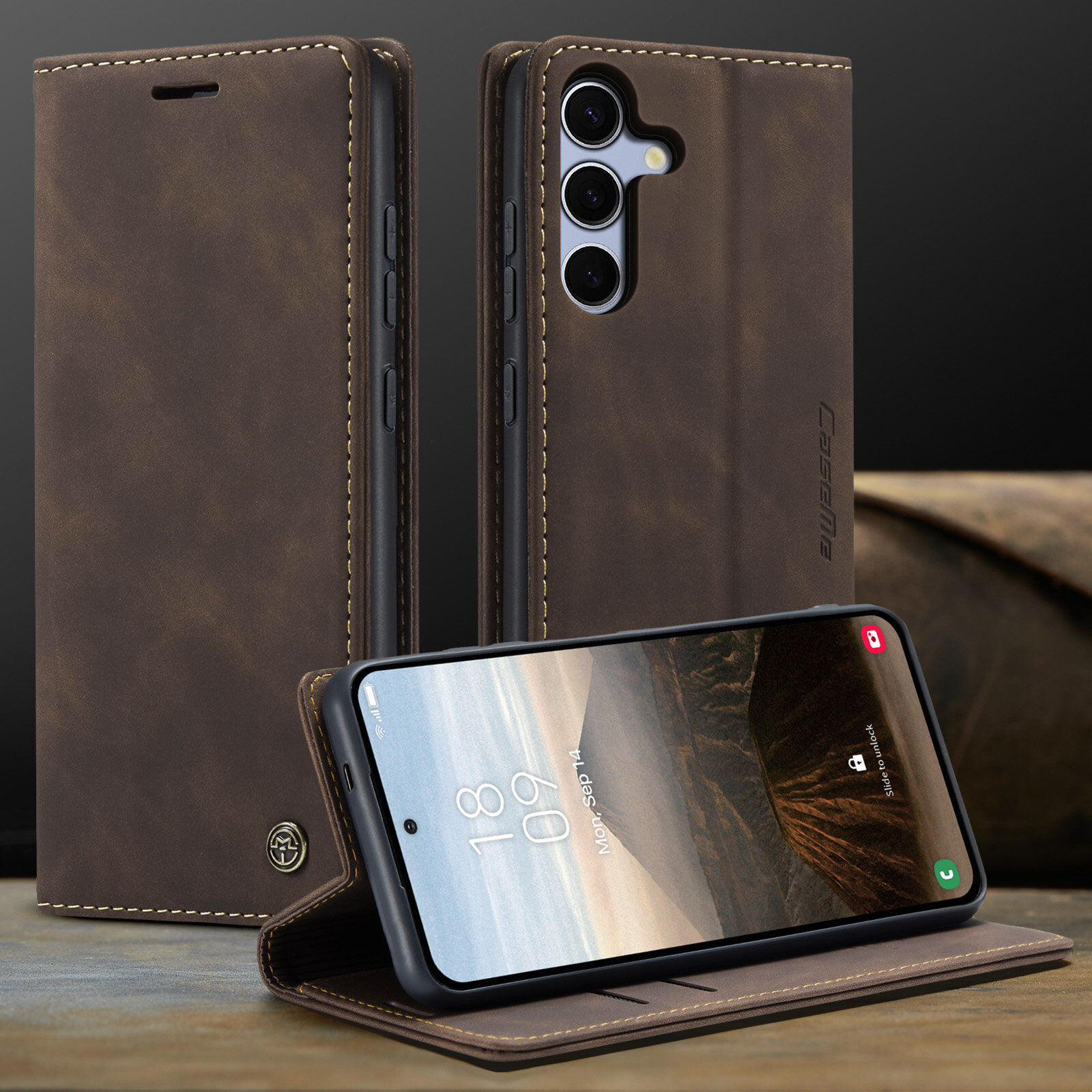 Чехол Для Samsung Galaxy S25/ Самсунг Галакси S25, soft touch, кобура, искусственная кожа, защита камеры, ударопрочный, усиленные углы, Samsung, Samsung Galaxy S25, coffee,002CaseMe/013/SX S25