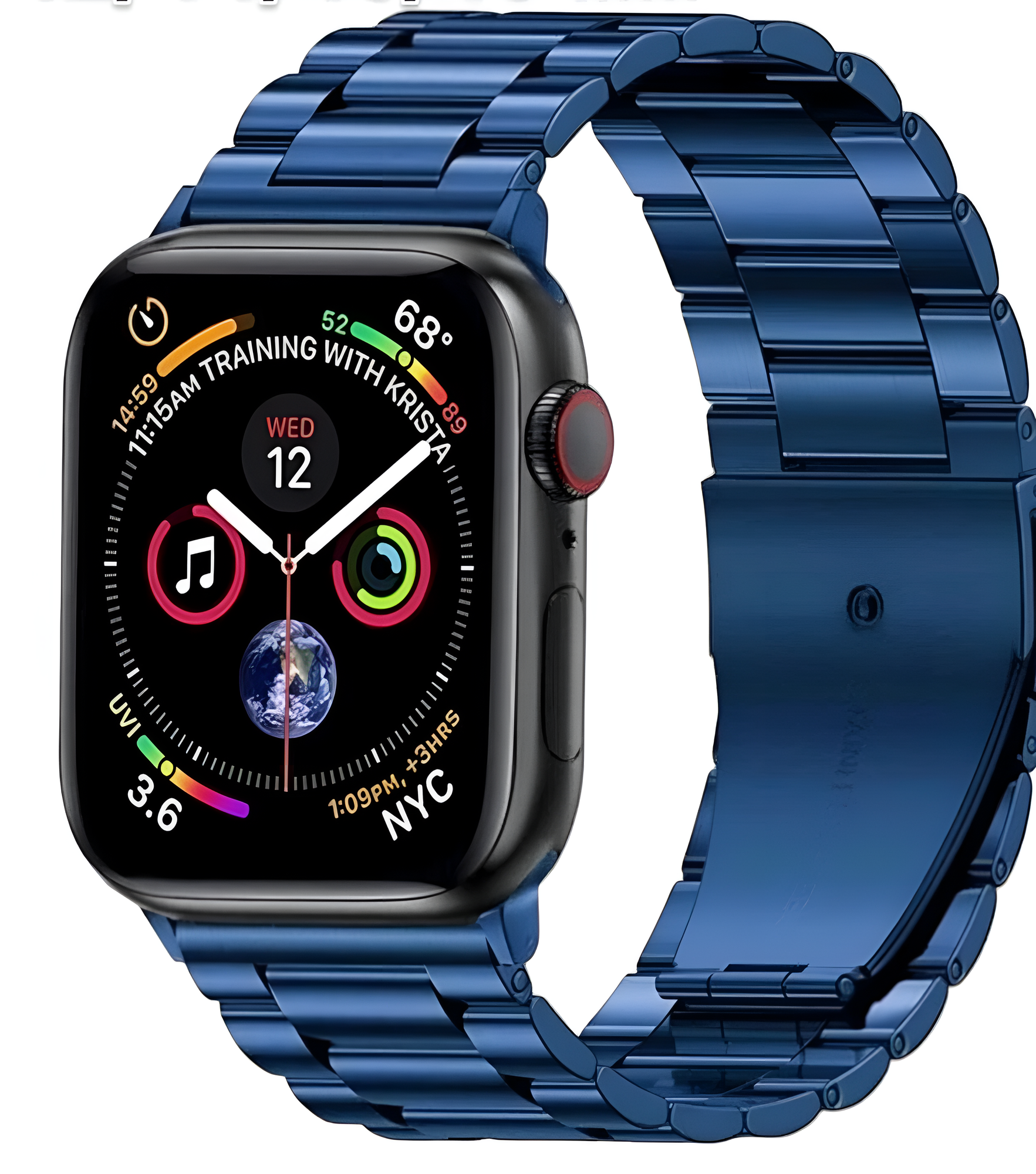 Ремешок SALS, для Apple Watch, блочный, нержавеющая сталь, синий, 42/44/45мм-блочный, Синий