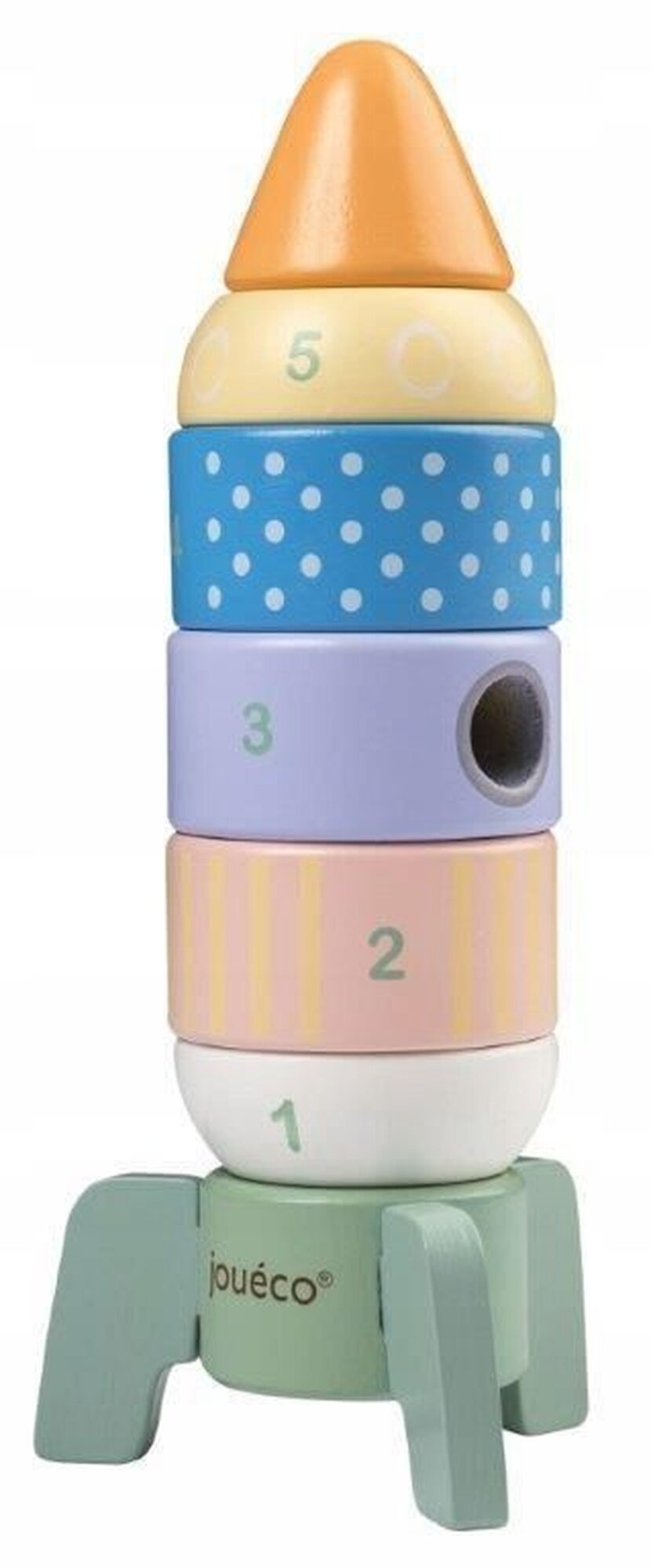 Пирамидка Joueco - Деревянная пастельная пирамидка-головоломка Ракета - Жуэко 80087