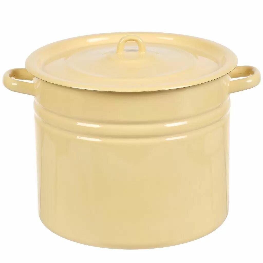 Кастрюля Сибирские товары эмалированная, 14 л, крышка стальная, цилиндрическая, зеленая рябь