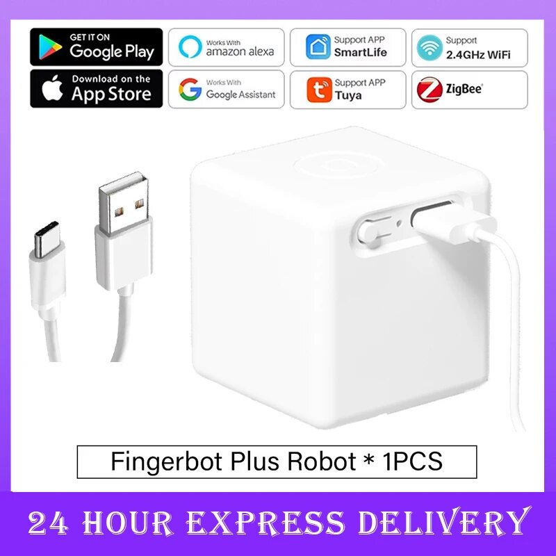 Tuya Zigbee3.0 Smart Fingerbot Switch Bot Remoter Гаражные шторы Кнопка Робот-толкатель Работа с Alexa Google Home Голосовой помощник