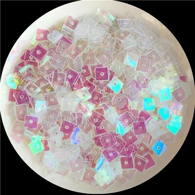 Пайетки квадратные розовые AB Transparent 4 мм