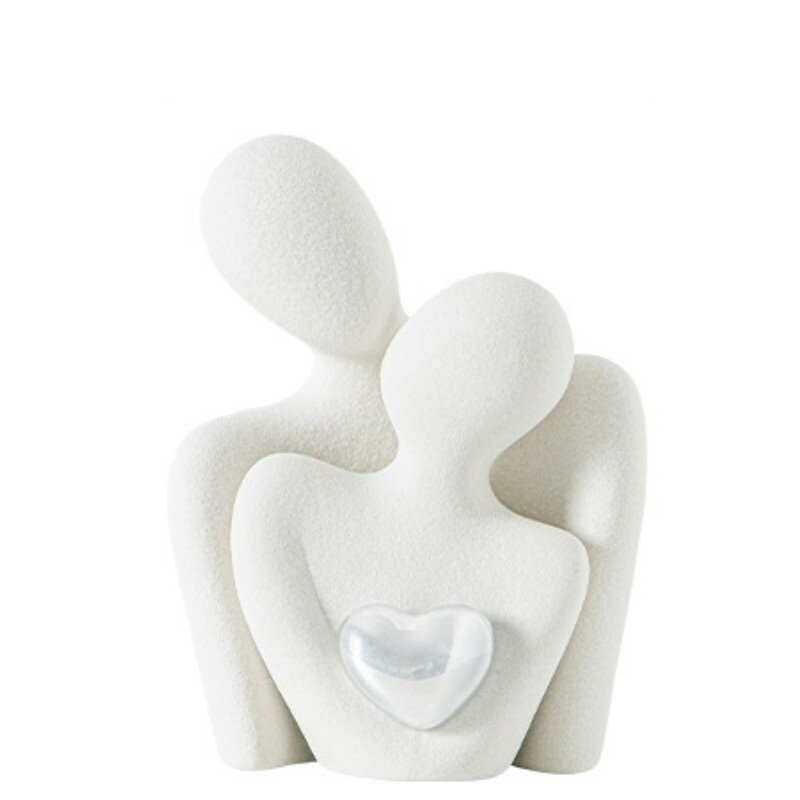 Heart ceramic love sculpture for wedding gift and home decor, silver height 8.6 11.7 cm