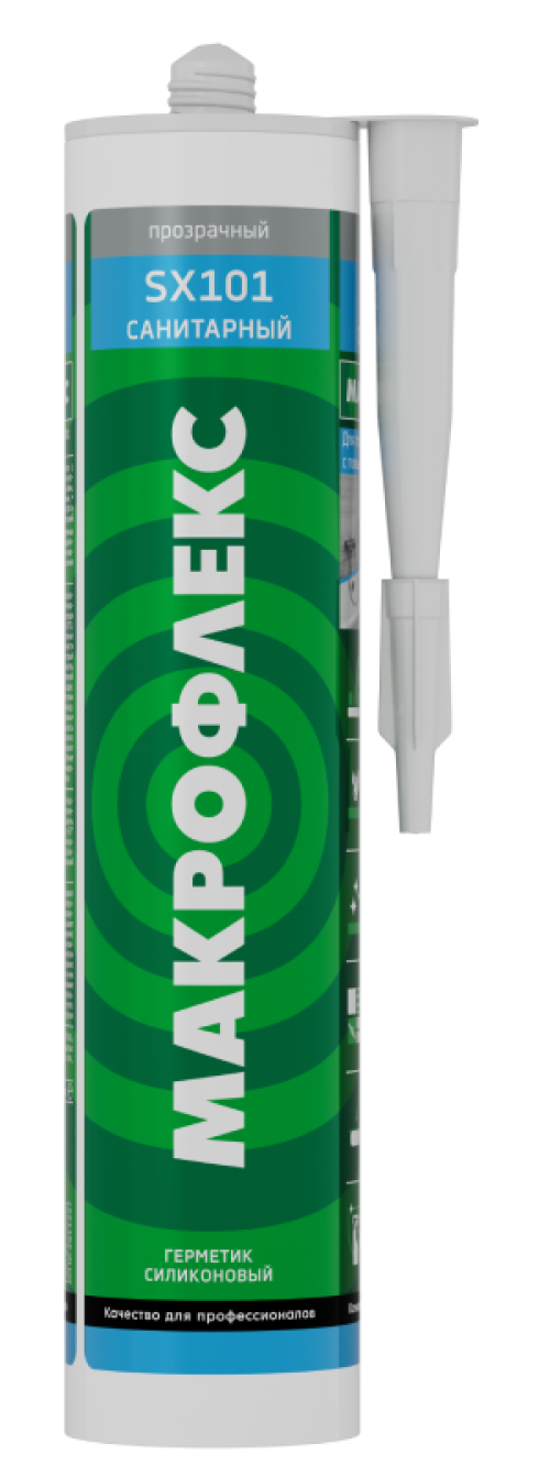 Герметик силиконовый Makroflex / Макрофлекс SX101 санитарный, прозрачный, 290мл / строительство и ремонт