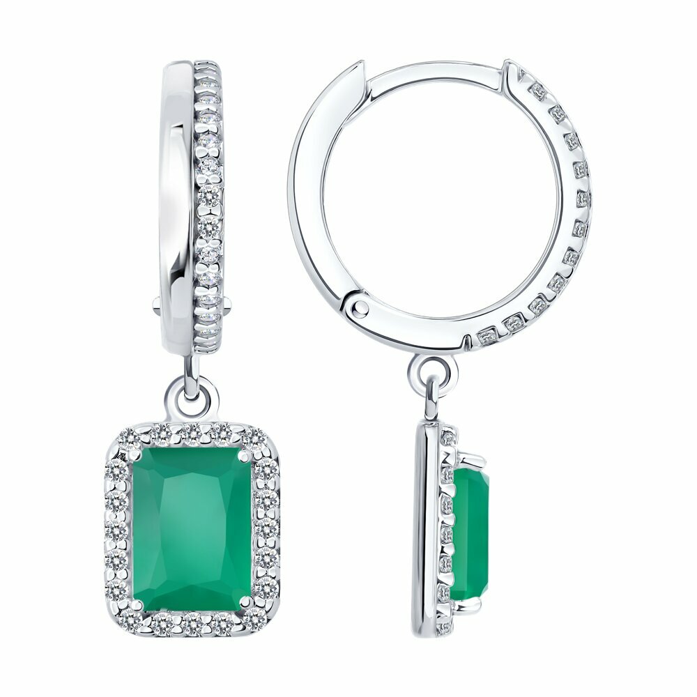 Серьги, серебро, 925 проба, родирование