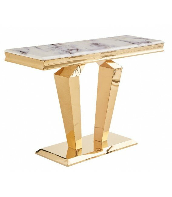 Стол-консоль Адамант IST-804,120х40х78 см, небесный белый/золотой