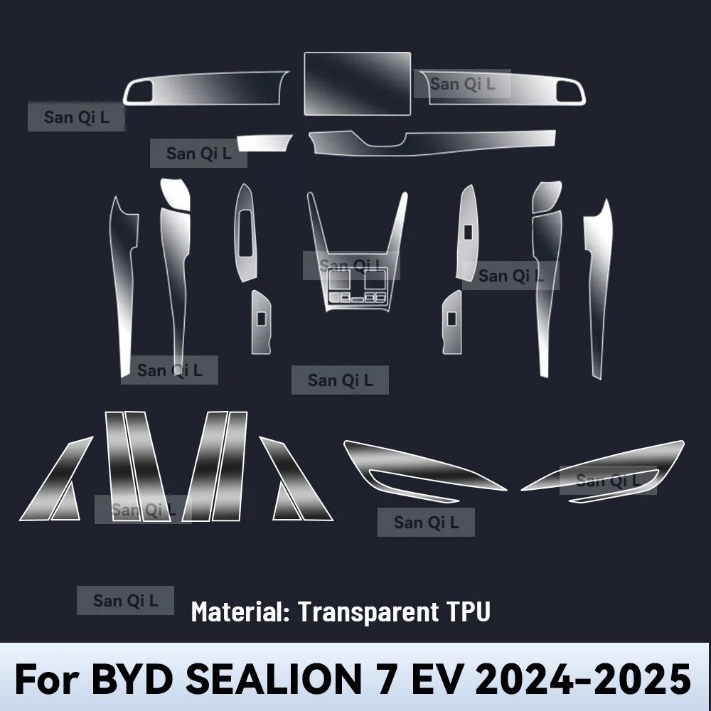 Для BYD SEALION 7 EV 2024 2025 внутренняя центральная консоль панель шестерни навигационный экран защитная пленка из ТПУ против царапин ремонт ALL, Left rudder driving